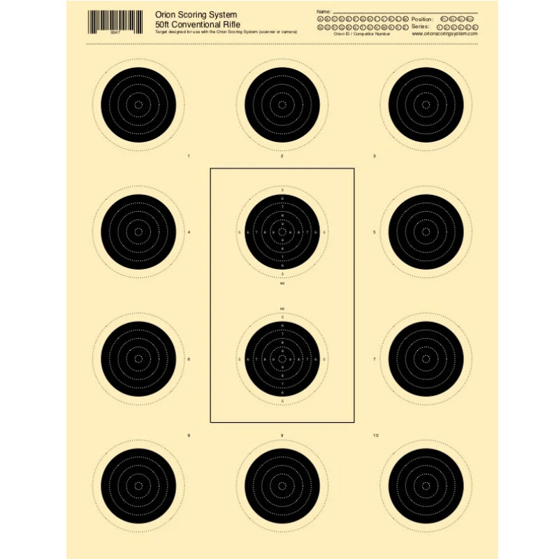 50ft Conventional Rifle 12 Bull Targets - Scopos