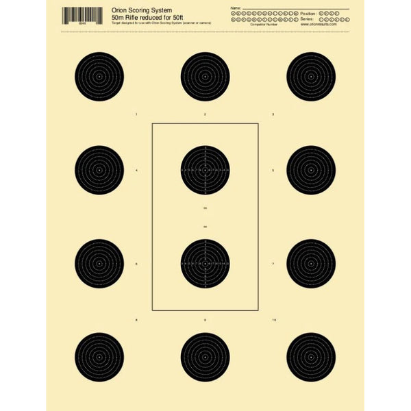 50m Rifle reduced for 50ft 12 Bull Targets - Scopos